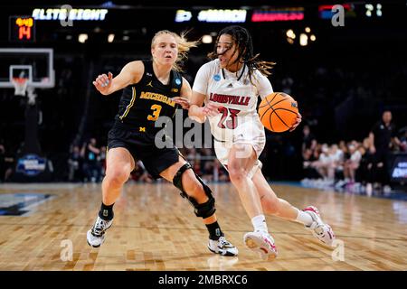 Michigan guard Maddie Nolan (3) drives to the basket against Michigan ...