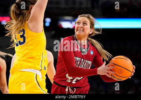 South Dakota's Maddie Krull heads to the basket during the first half ...