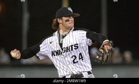 Central Florida infielder Alex Freeland (24) throws during an NCAA ...