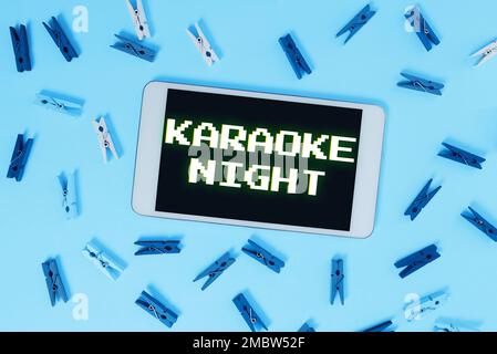 Sign displaying Karaoke Night. Business showcase Entertainment singing ...