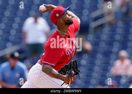 Philadelphia Phillies starting pitcher Cristopher Sanchez delivers ...