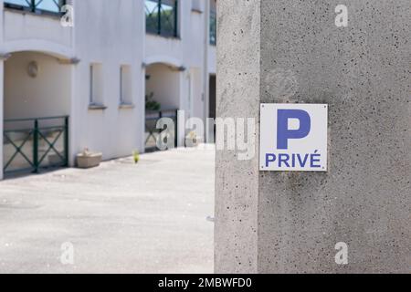 parking prive sign text in french door steel portal open means parking ...