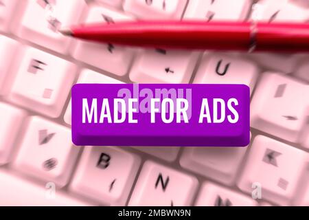 Conceptual display Made For Ads, Business showcase Marketing strategies ...