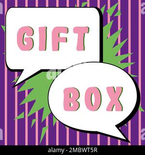 Hand writing sign Gift Box. Business concept A small cointainer with ...