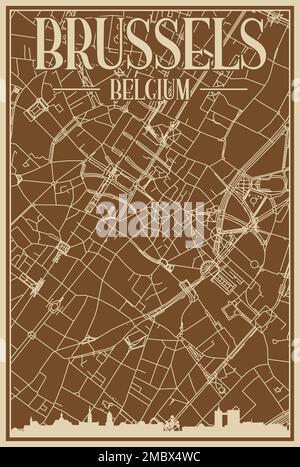 Road network poster of the downtown BRUSSELS, BELGIUM Stock Vector ...