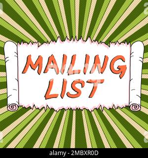 Conceptual caption Mailing List. Concept meaning list of people who ...
