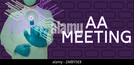Text caption presenting Aa Meeting. Word Written on gathering of ...