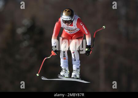 Switzerland's Delia Durrer speeds down the course during an alpine ski, women's World Cup ...