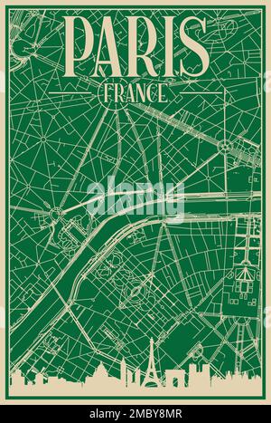 Road network poster of the downtown PARIS, FRANCE Stock Vector Image ...