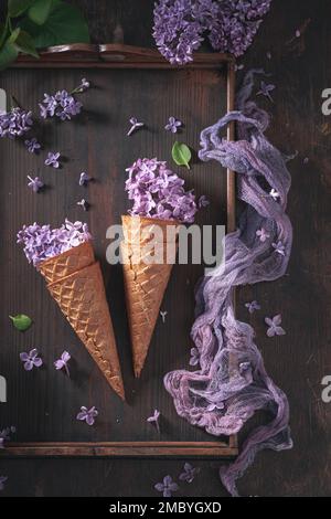 Lovely ice cream of flower flavour. Floral concept for summer ...