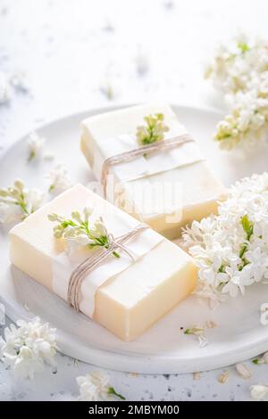 Aromatic lilac soap good for skin. Lilac flower soap. Soap made of ...