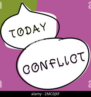 Hand writing sign Conflict. Business idea disagreeing with someone ...