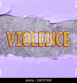 Text caption presenting Violence, Concept meaning the use of physical ...