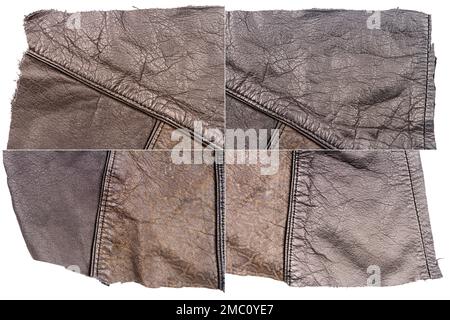 Collection of brown leather textures isolated on white background ...