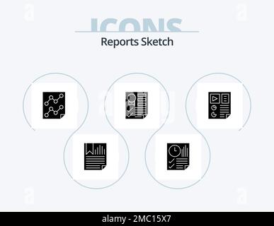 Reports Sketch Glyph 5 Icon Pack Including page. data. paper. report ...