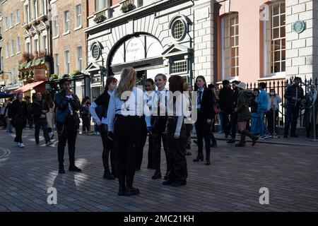 London - 02 27 2022: Girls keep dancing with second movement of shuffle ...
