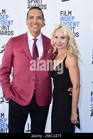 Michael Greyeyes, left, and Nancy Latoszewski arrive at the 37th Film ...