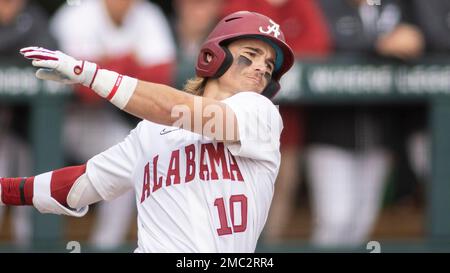 Alabama infielder Jim Jarvis (10) delivers the ball to first for an out ...
