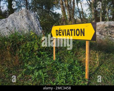 A French road deviation sign Stock Photo - Alamy