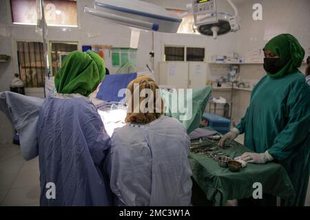 Doctors perform a repair surgery on a fistula patient who had ...