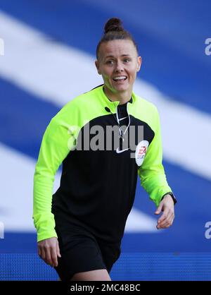 Match referee Rebecca Welch (centre) warming up before the Sky Bet ...