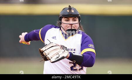 Tennessee Tech's Tyler Erwin throws to a batter during an NCAA college ...