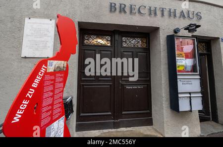 Augsburg, Germany. 20th Jan, 2023. A street sign commemorates Bertolt ...