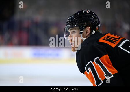 Philadelphia Flyers' Max Willman in action during an NHL hockey game ...