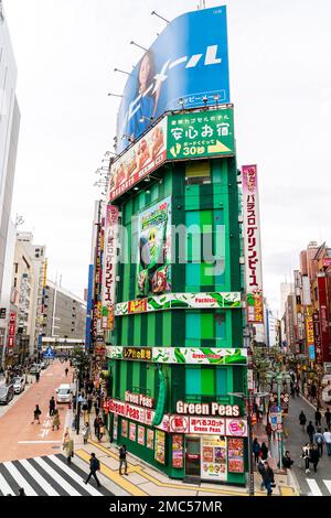 Tokyo, Shinjuku. View along Shinjuku Rambling road and the famous Green ...