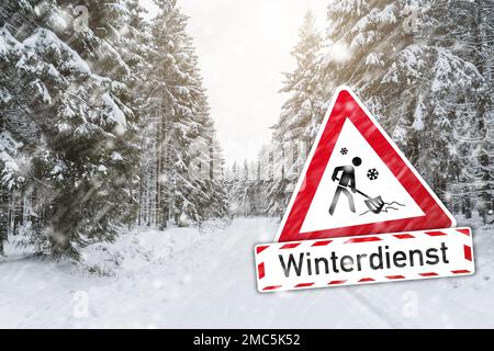 traffic sign German word Winterdienst (winter services) for winter time ...