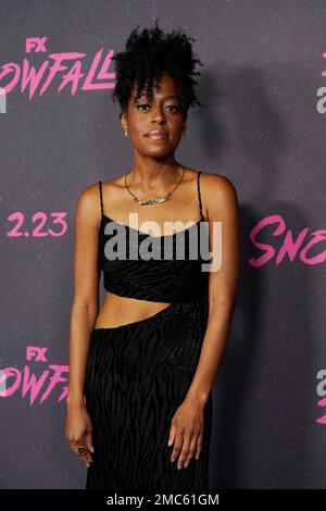 Devyn Tyler, a cast member in "Snowfall," poses at the season five ...