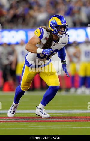Los Angeles Rams linebacker Christian Rozeboom runs a route during the ...