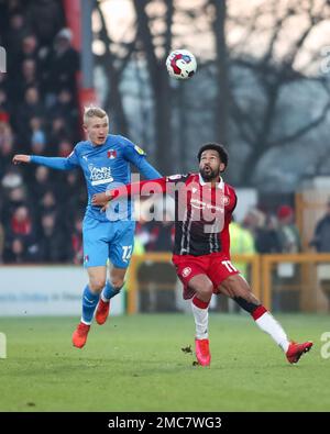 Stevenage's Jordan Roberts and Leyton Orient's Rob Hunt focus on the ...