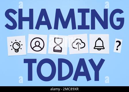 Text sign showing Shaming. Business concept subjecting someone to ...