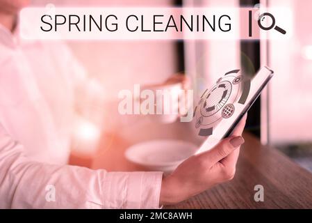 Handwriting text Spring Cleaning. Word for practice of thoroughly ...
