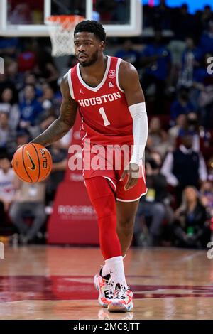 Houston guard Jamal Shead advances the ball against SMU during an NCAA ...