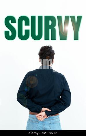 Inspiration showing sign Scurvy. Concept meaning disease caused by a ...