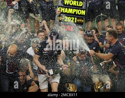 Red Bull team chief Christian Horner and his wife Geri Halliwell pose ...