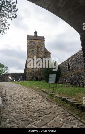 BURG STOLPEN, GERMANY - AUGUST 28, 2022: Medieval fortress on a basalt ...
