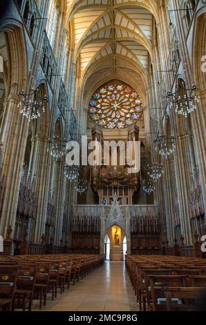 Lancing College Chapel rose window and organ Stock Photo - Alamy