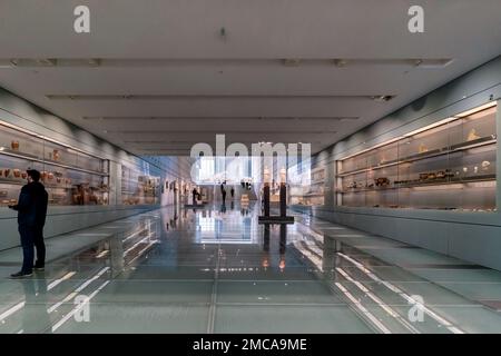 Interior panoramic view of the new Acropolis Museum in Athens city ...