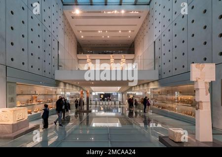 Interior panoramic view of the new Acropolis Museum in Athens city ...
