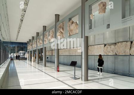 Interior view of the Acropolis Museum at the center of Athens city ...