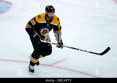 Boston Bruins defenseman Derek Forbort (28) plays against the Nashville ...