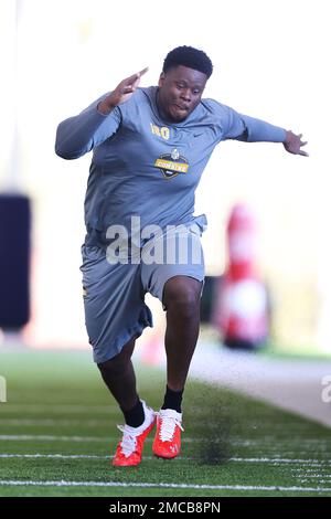Virginia State offensive tackle Zachary Wilcox runs the 40-yard dash at ...