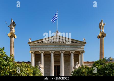 A picture of the Academy of Athens., with the Apollo Column on the ...