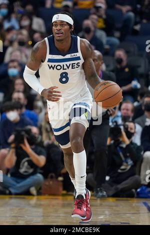 Minnesota Timberwolves forward Jarred Vanderbilt (8) grabs a rebound in ...