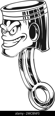 Classic angry racing piston head logo illustrations monochrome vector ...