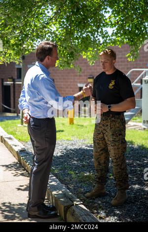 Glenn Youngkin, Virginia governor, interacts with U.S. Marine Corps Col ...