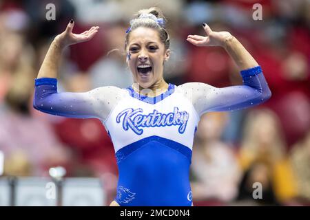 Kentucky gymnast Isabella Magnelli competes on the beam during an NCAA ...